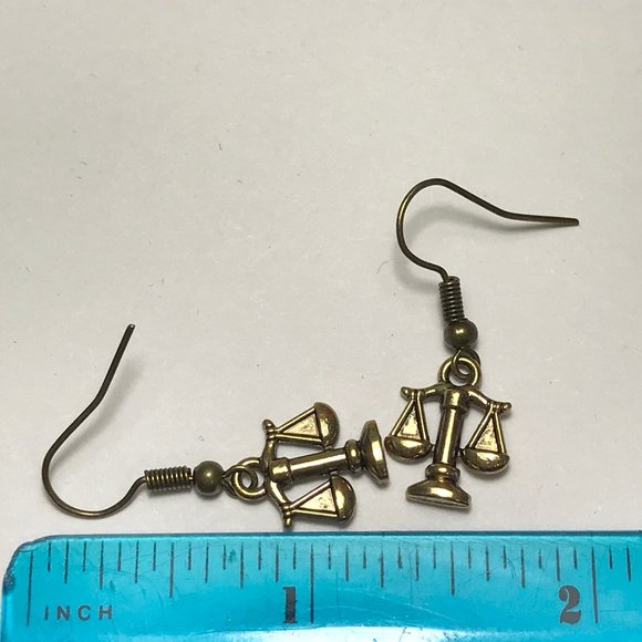 Jewelry | Gold Scales Of Justice Law Charm Earrings Libra | Poshmark
